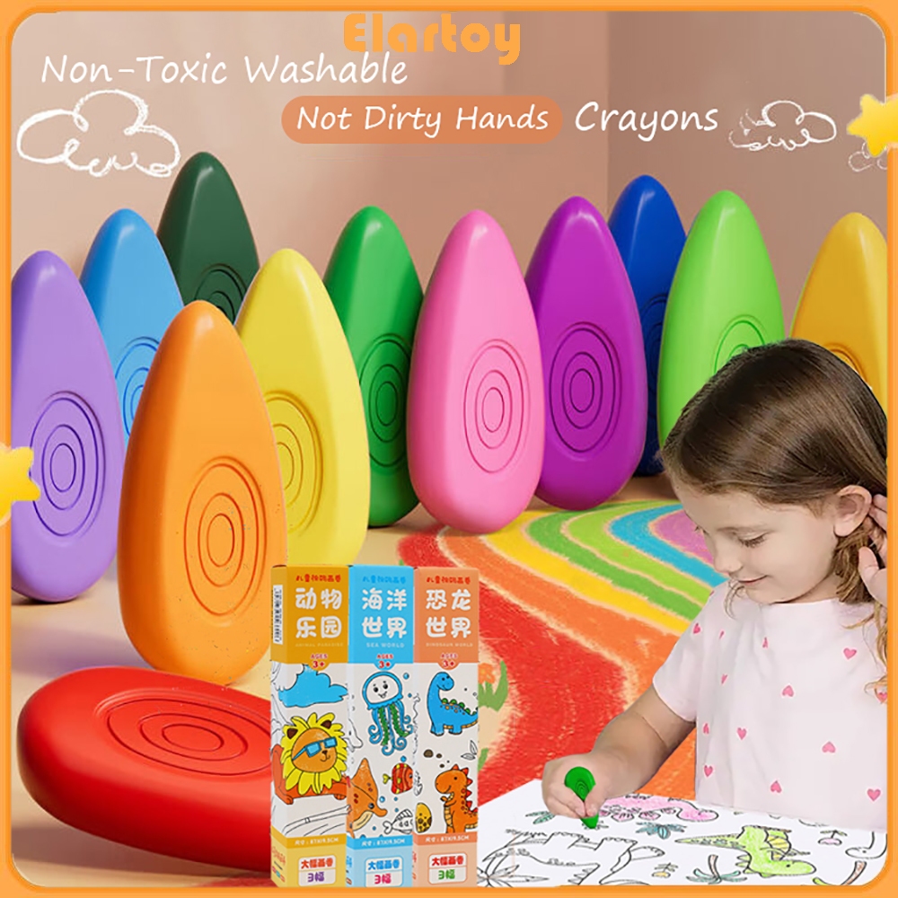 12/24 Colors Water Drop Crayons Set For Kids + 3 Picture Roll Painting ...