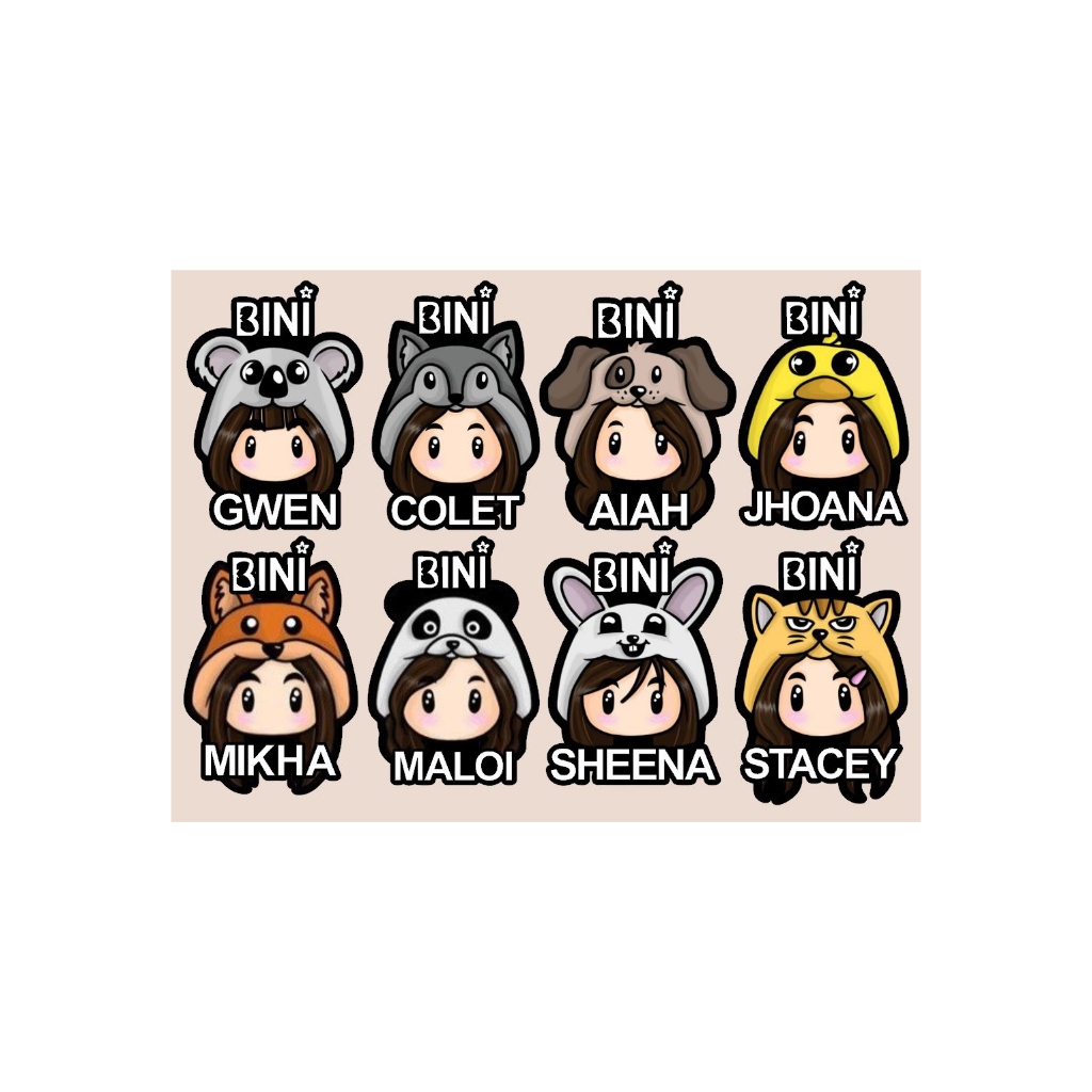 Bini (BINIVERSE) Mikha, Maloi, Aiah Sheena Sticker Vinyl Waterproof ...