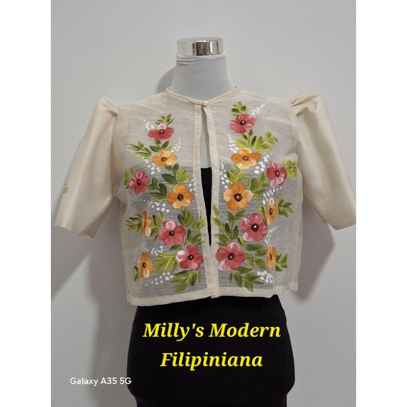 Modern Filipiniana Beige handpaint Bolero three color jusilyn blazzer ...