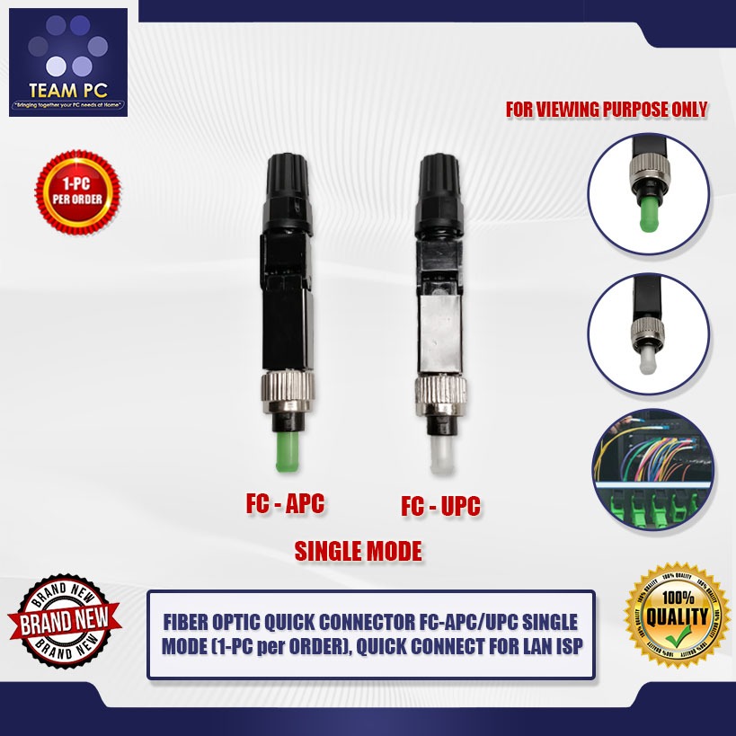 TEAM PC FIBER OPTIC QUICK CONNECTOR FC-APC/UPC SINGLE MODE (1-PC per ...