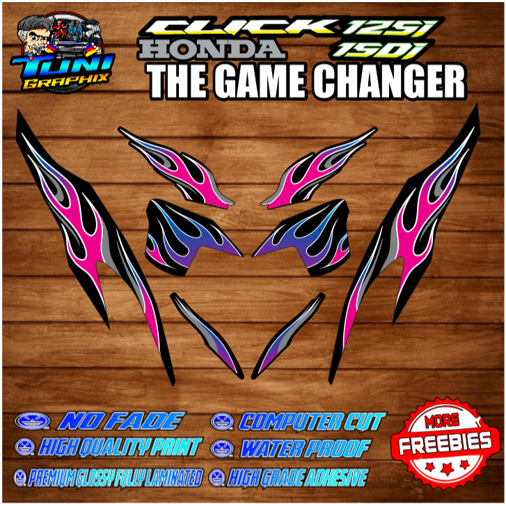 CLICK 125 / 150 V2 DECALS Sticker (FOR Black MOTIF FLAME) with Freebies ...