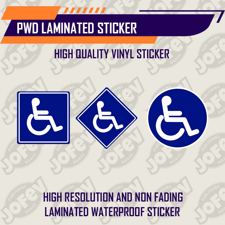 PWD CAR STICKER SIGN | DISABLED | WHEELCHAIR | WARNING | LAMINATED ...
