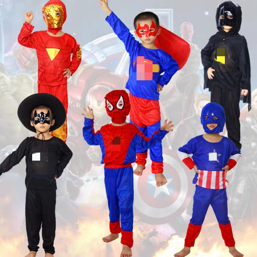 Children's Superhero Costume cosplay kids suits SpidarMan supermn ...