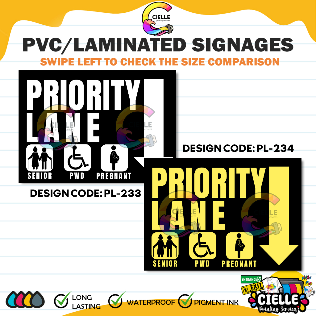PVC/LAMINATED/STICKER SIGNAGES (PL-233&PL-234) - PRIORITY LANE/EXPRESS ...