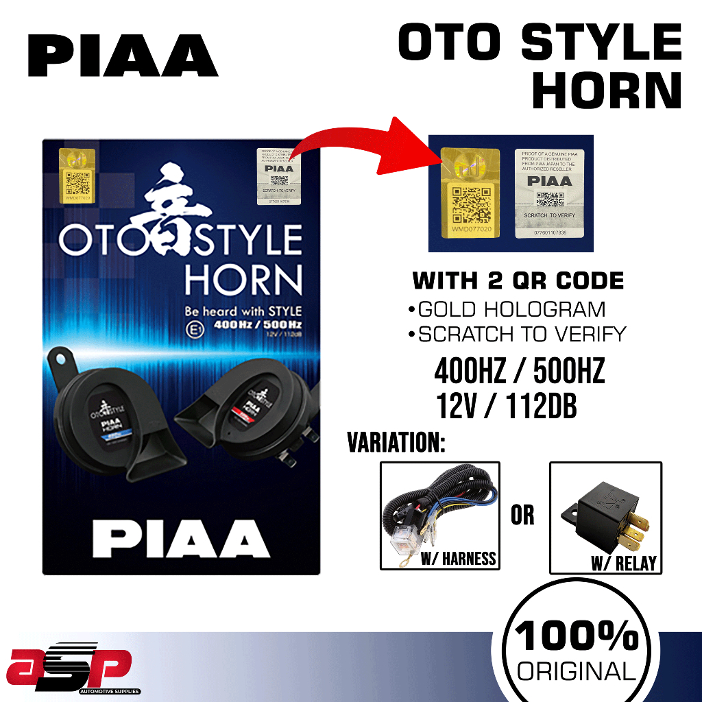 PIAA OTO Style Horn 400Hz/500Hz 100% ORIGINAL with Hologram sticker and ...