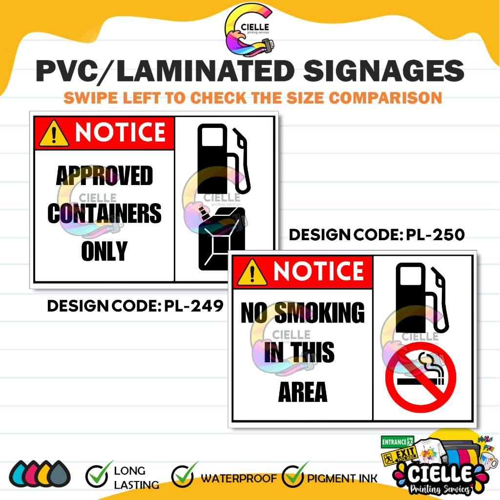 PVC/LAMINATED/STICKER SIGNAGES (PL-249&PL-250) - APPROVE CONTAINERS ...