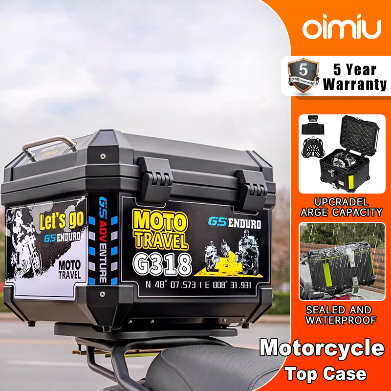 Oimiu Extra Large Top Motorcycle Box 36/45L Hard Plastic Top Box ...