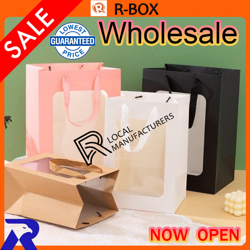 10PCS set Paper Bag Window Clear Window Gift Bags for Stuff Toys Flower ...