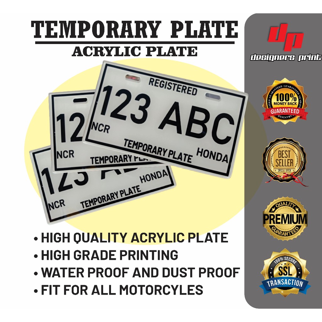 Temporary Plate Number | Acrylic Type, Fit for all Motorcycles ...