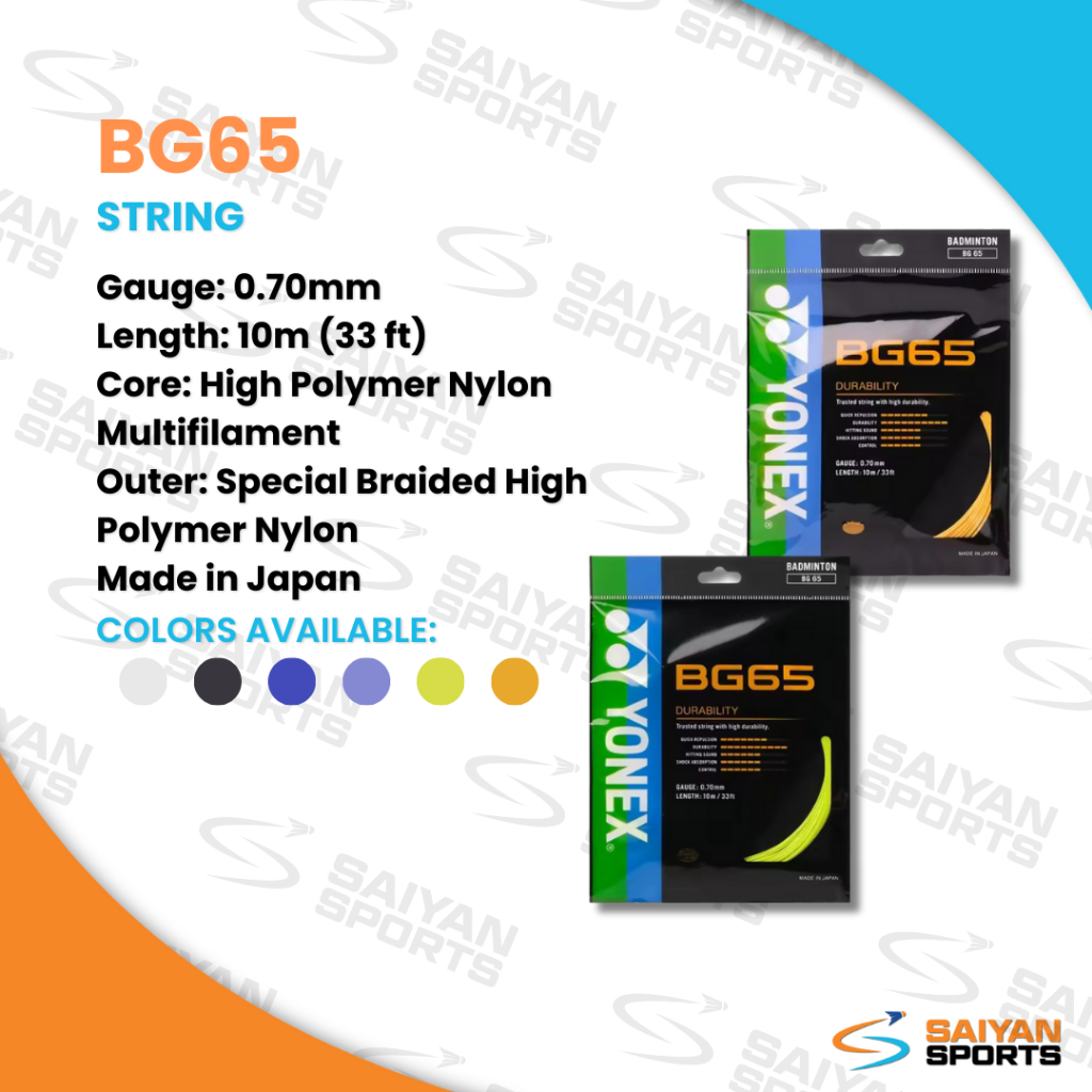 Yonex BG65 Badminton Racket String 10M | Shopee Philippines