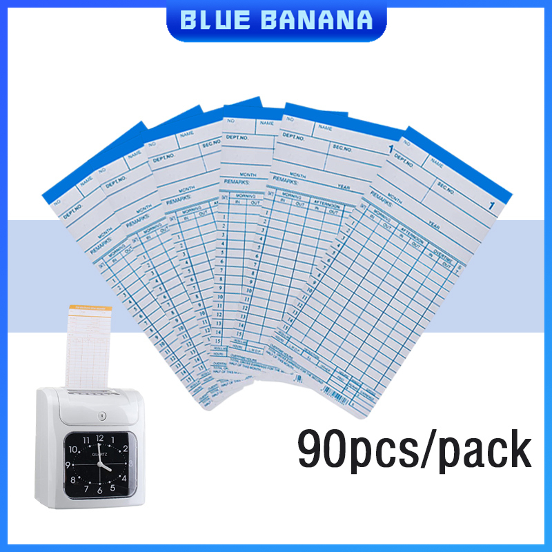 90Pcs 2 sided Attendance Time Card Time Clock Timecards Monthly Time ...