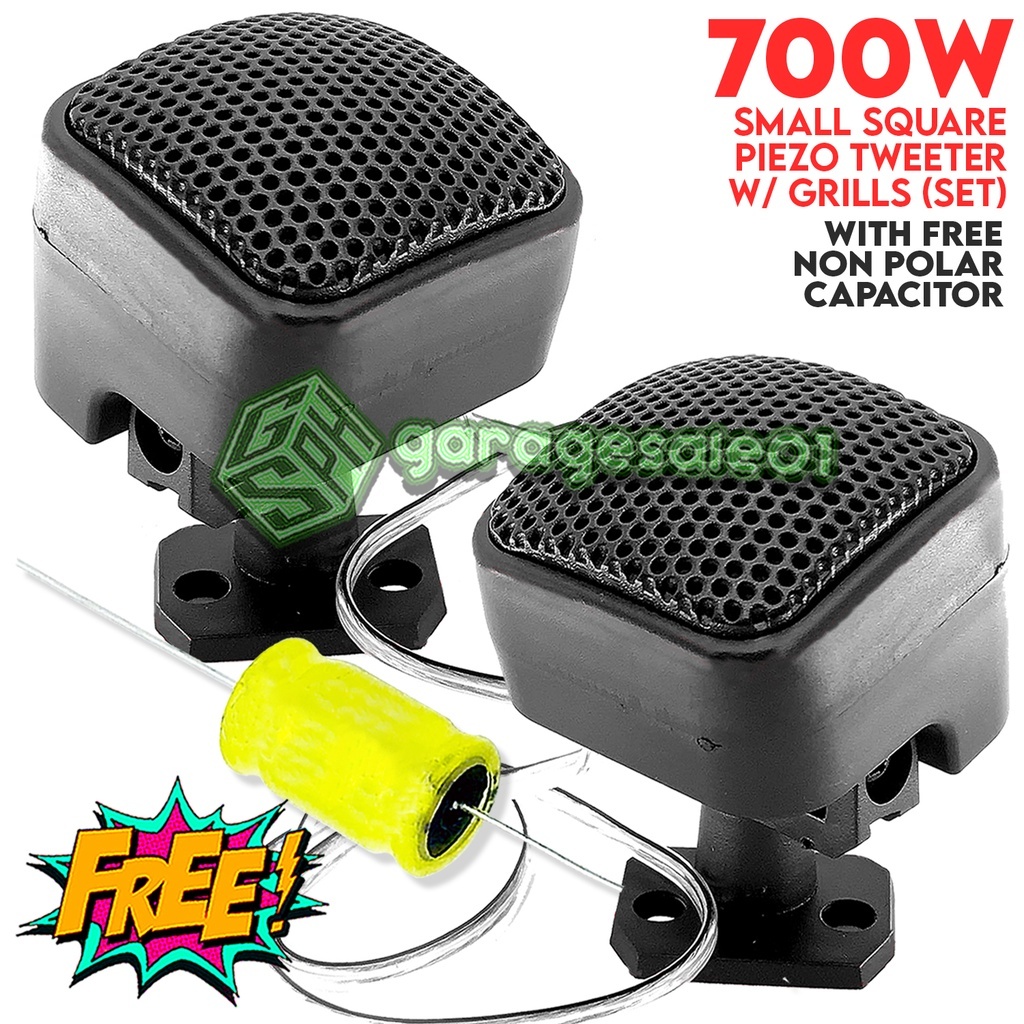 GS10 Piezo Tweeter 700W Square Small Size With Stand & Grills Pair With ...