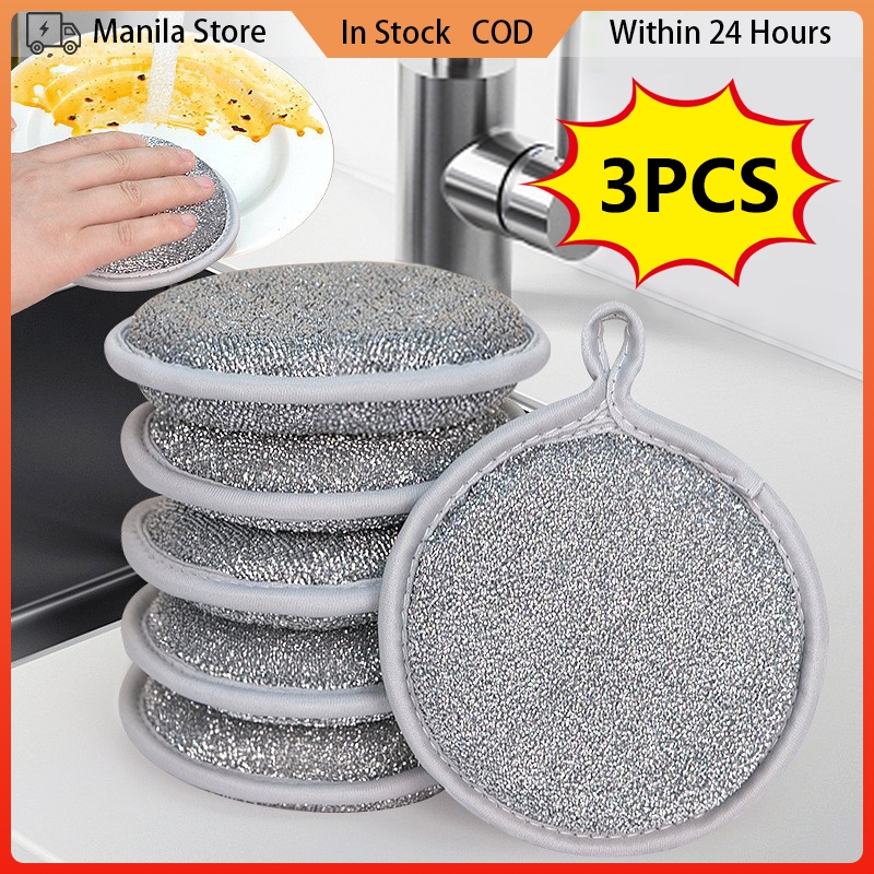 Double Sided Wire Dishwashing Rags Reusable Kitchen Pot Pan Cleaning ...