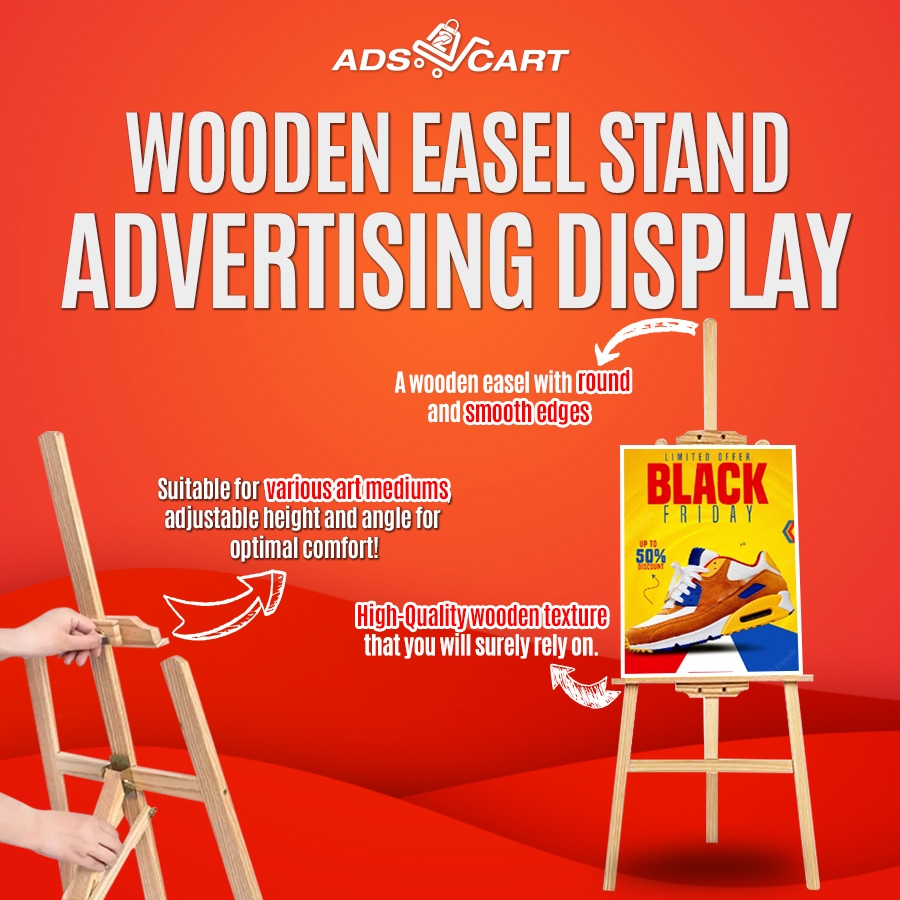 ADS Advertising Wooden Easel Stand 120cm & 150cm l Art Sketch Drawing ...