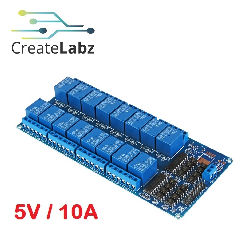 Relay Module 16-channel relay, 5V/12V low level trigger 10A contacts ...