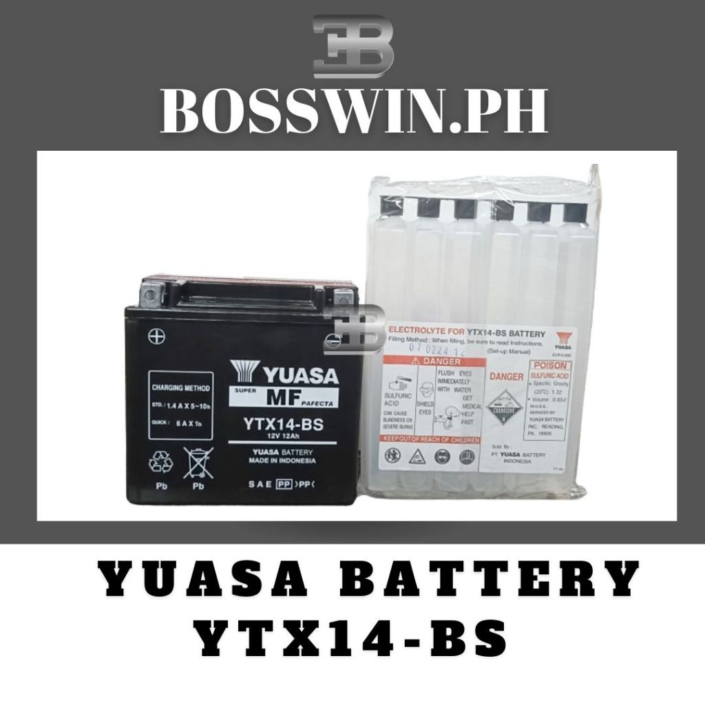 YUASA YTX14-BS (12v 12Ah) Battery for Motorcycles | Shopee Philippines