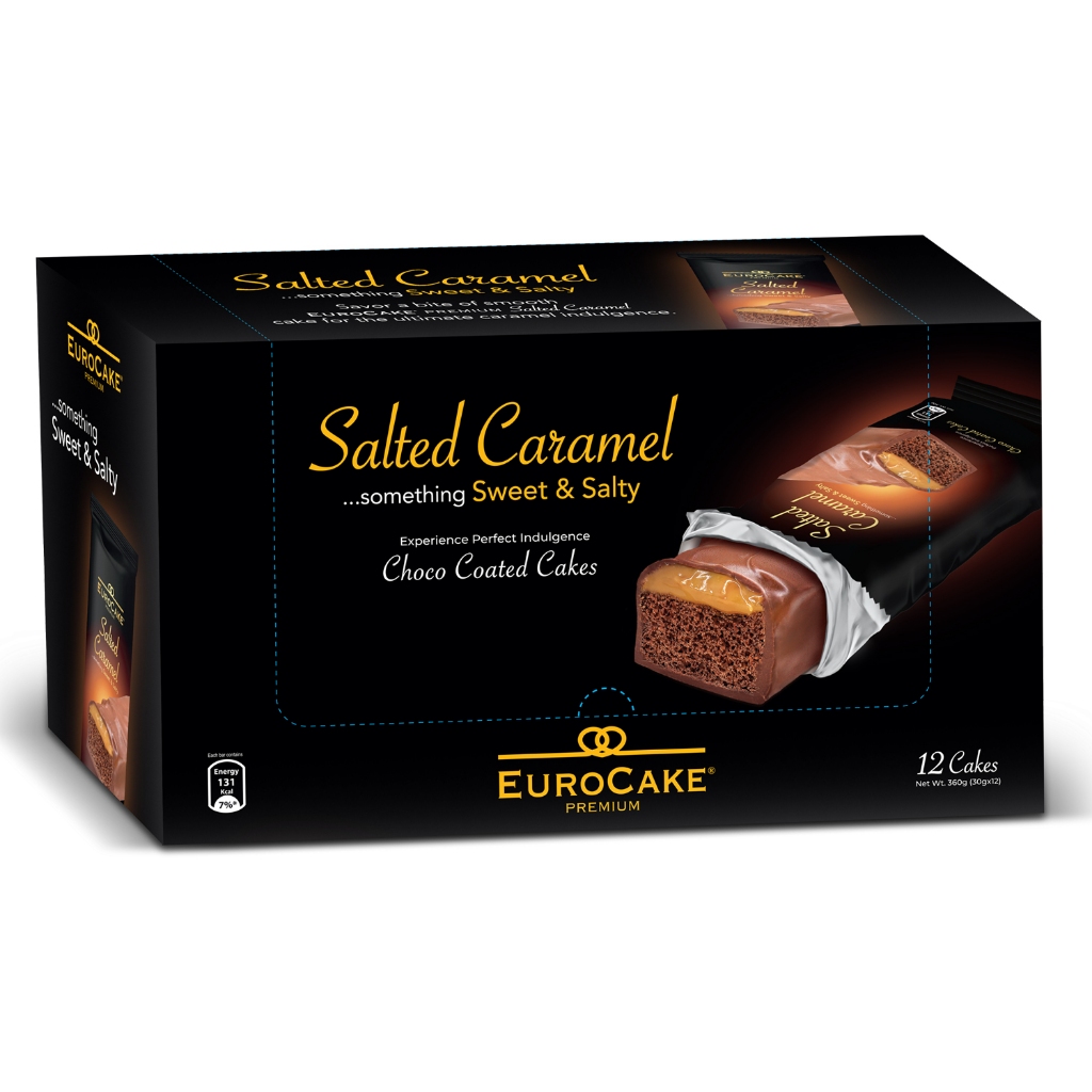 Eurocake Premium Salted Caramel Choco coated cakes 30gm single x 12pcs ...