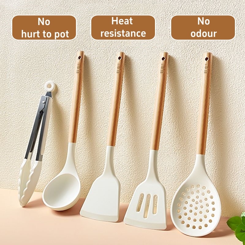Non-Stick silicone kitchen utensils set Cooking Utensils Spatula Set ...