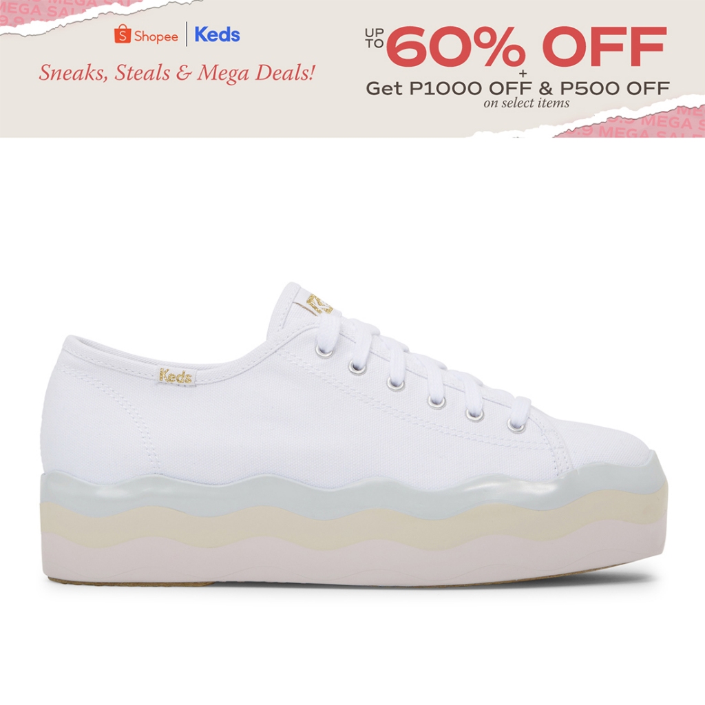 Women's Triple Up Canvas Wave Foxing White Sneaker (WF66008) | Shopee ...