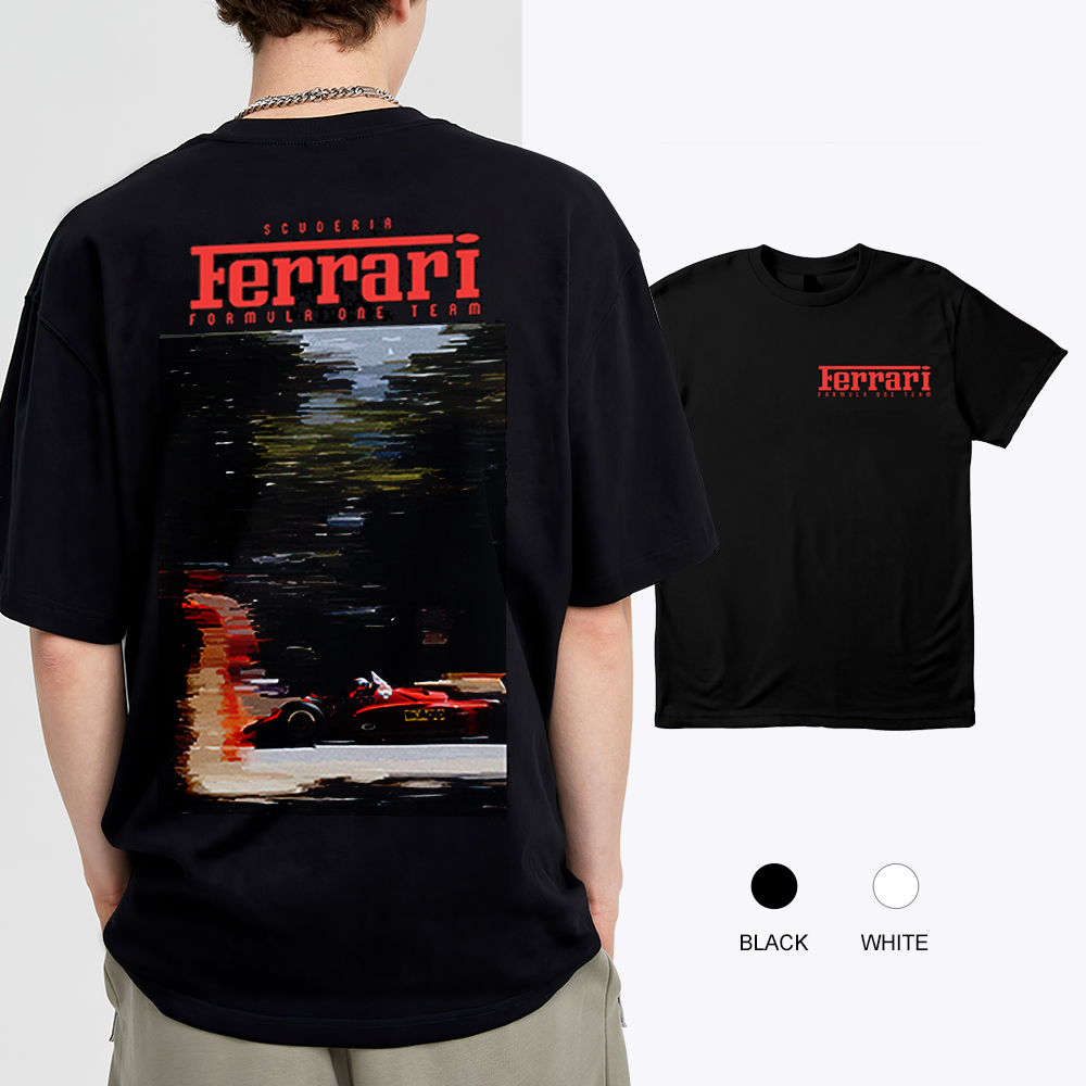 Ferrari Formula 1 Team Retro T-Shirt 100% Cotton Crew Neck Plain Tee ...
