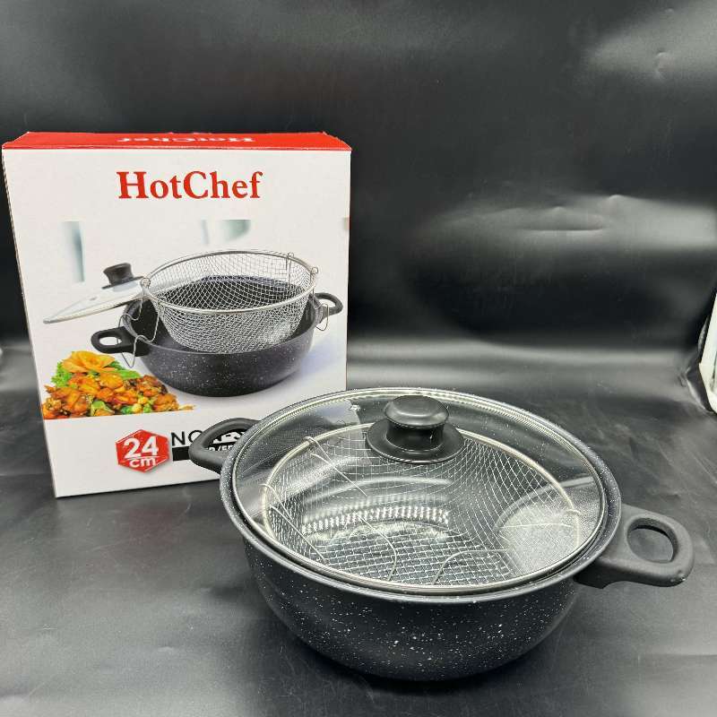 Non Stick 24CM Portable Deep Fryer Pot French Fries Cooker Butter ...