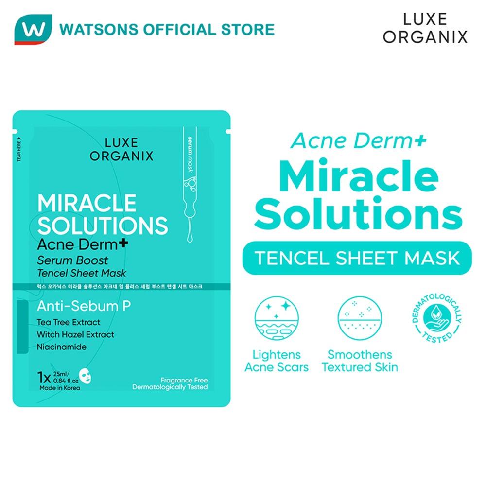 LUXE ORGANIX Miracle Solutions Acne Derm+ Tencel Sheet Mask 25g ...