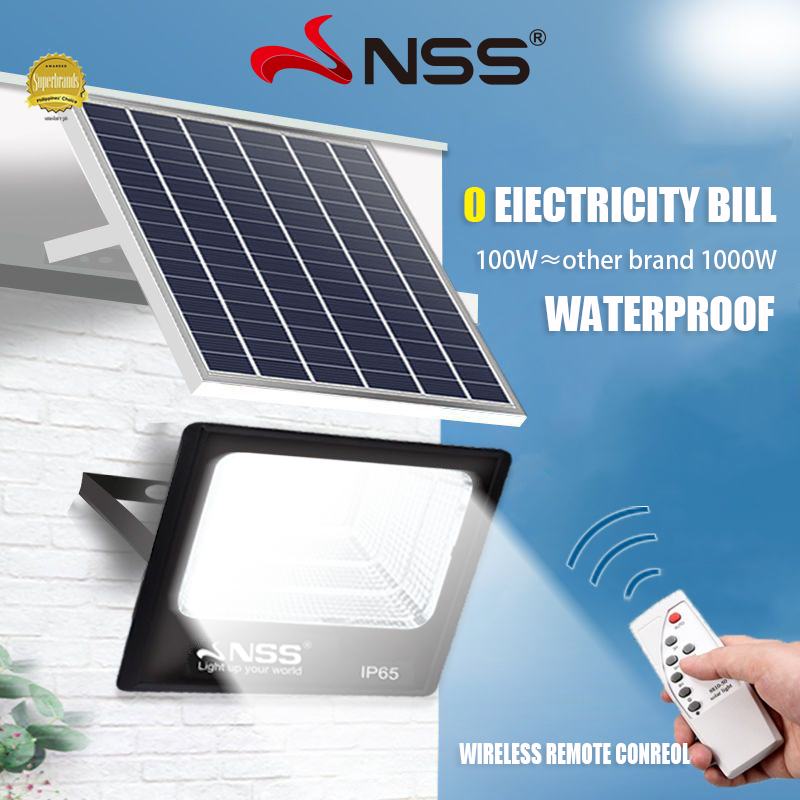 NSS Solar Flood light with Solar Panel LED Street Light Lamp 50W 60W ...