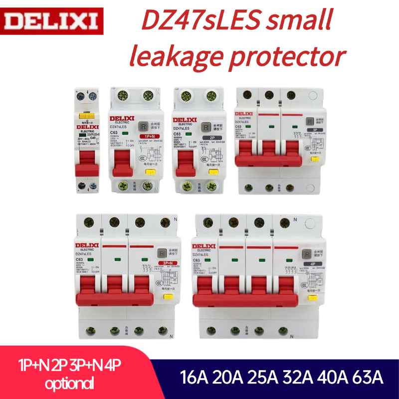 Delixi leakage circuit breaker household micro DZ47sLES leakage protector 1P+N 2P 3P+N 4P MCB ...