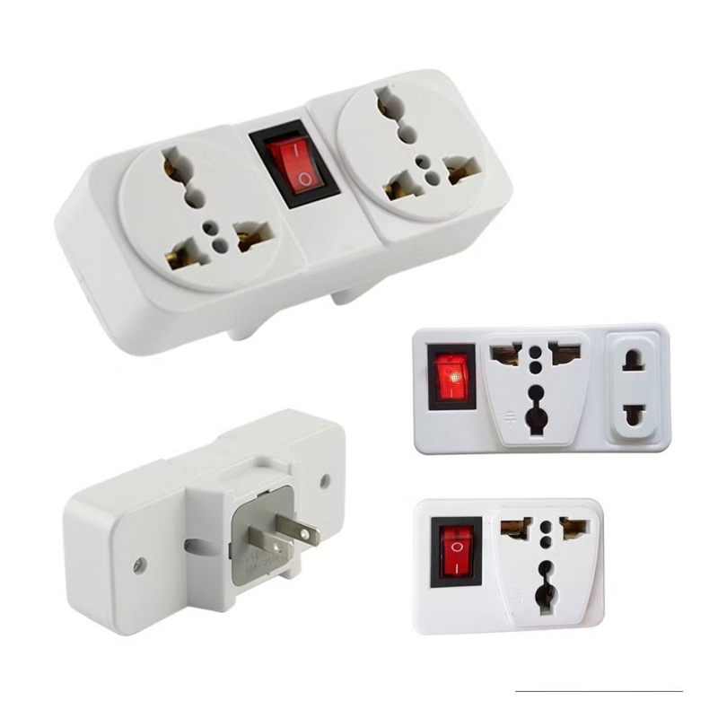 High quality 3-way Universal Power Plug Dual Socket Adapter with Switch ...