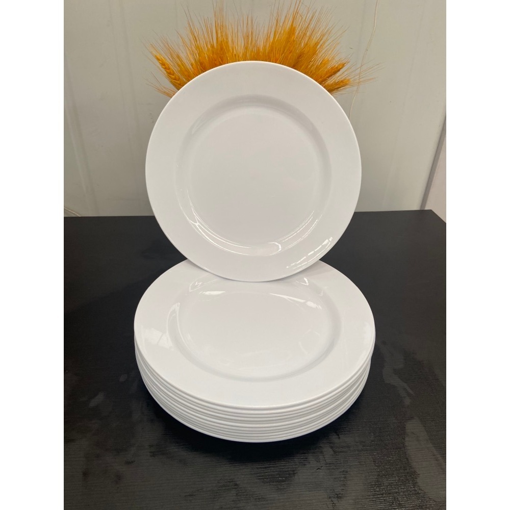 FAMILIFE 6/12pcs High Quality Plastic Plates White Round Plates (25cm ...