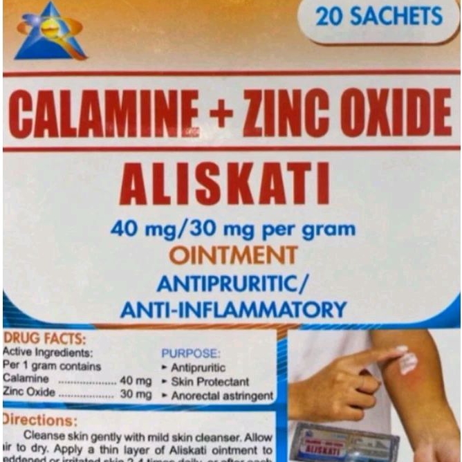 ALISKATI ( Calamine+ Zinc Oxide) 40 mg/30 mg Ointment cream 10 sachet ...