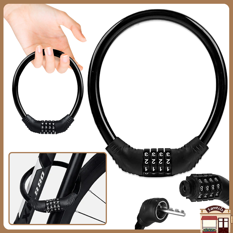 Bike Locks Heavy Duty Anti Theft 4 Digit Combination Cable Lock Wire ...