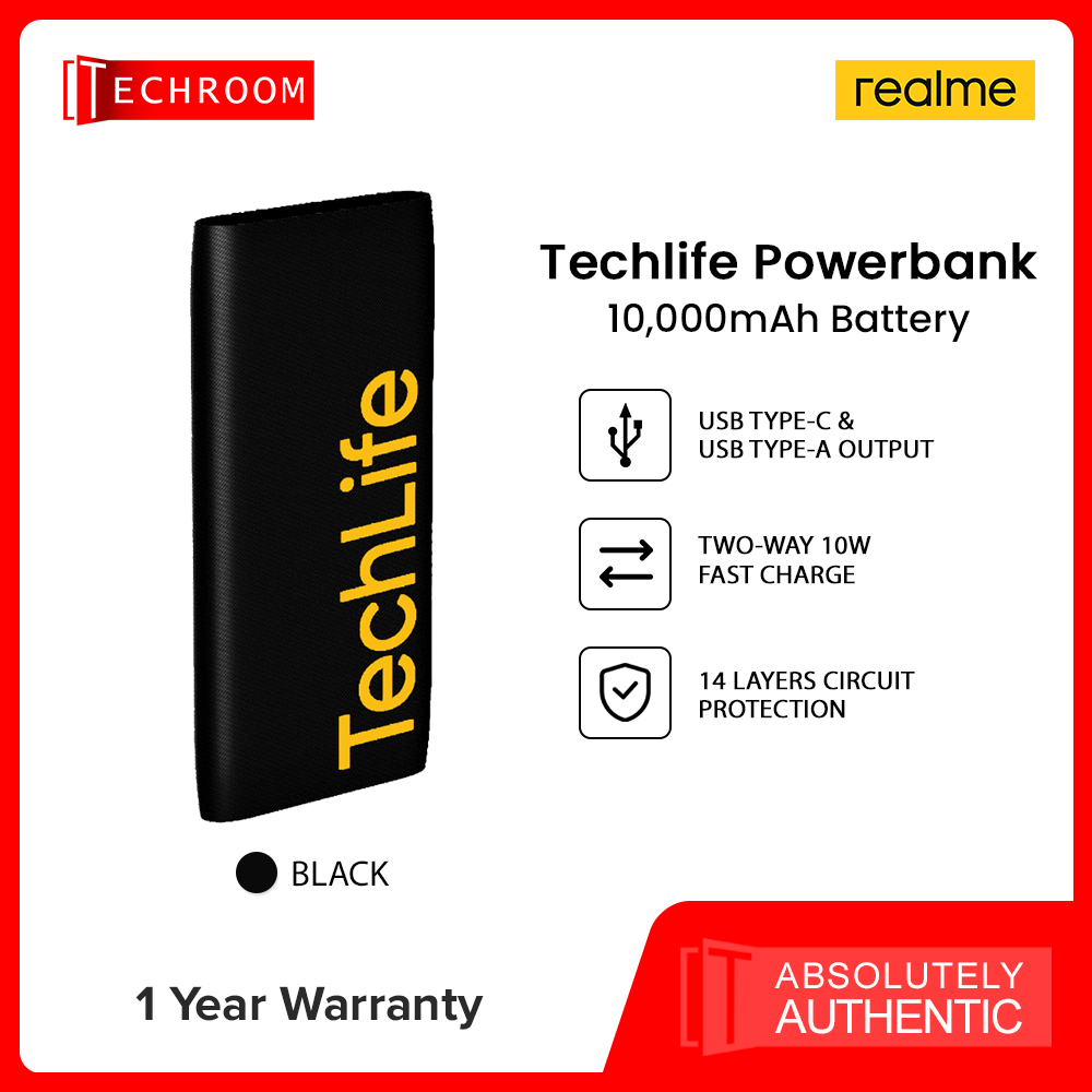 TechLife Power Bank 10000mAh | Dual Output and Input Ports | 10W Two ...