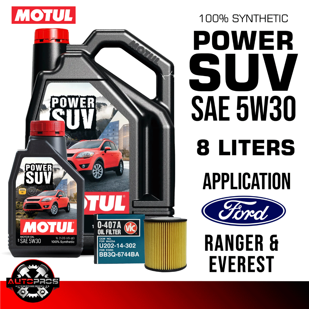 Motul POWER SUV 5W-30 Fully Synthetic Diesel Oil 8 Liters Bundle for Ford Ranger / Ford Everest ...