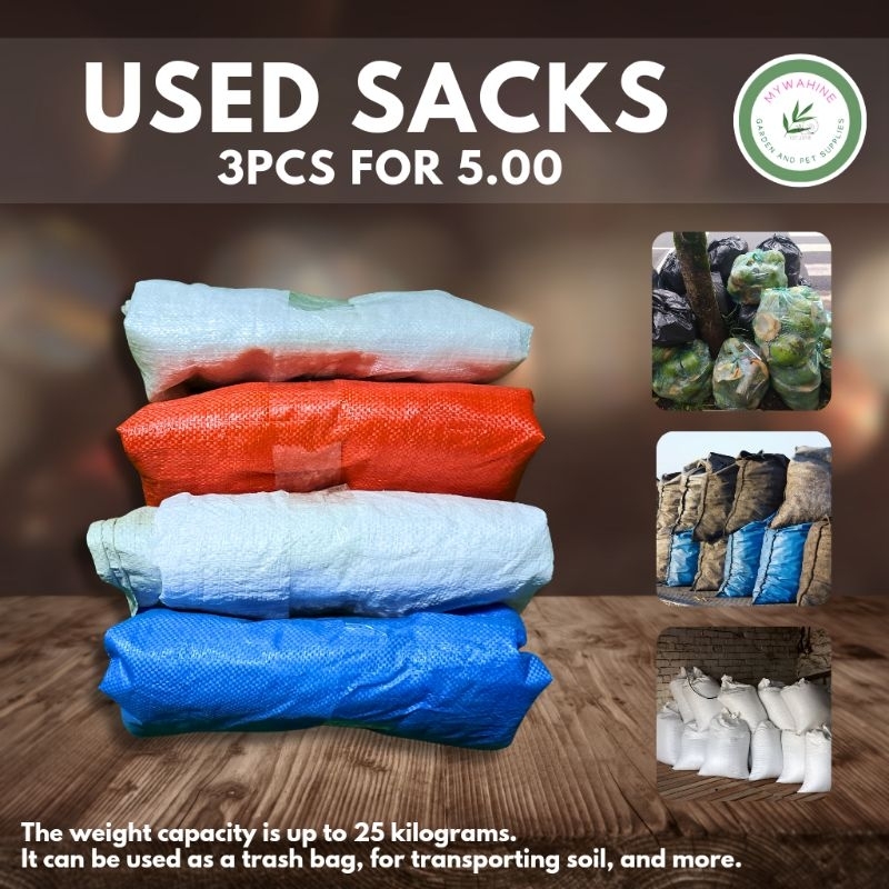 SACK (3's) SAKO TRASH BAG USED SACKS WHITE SACKS | Shopee Philippines