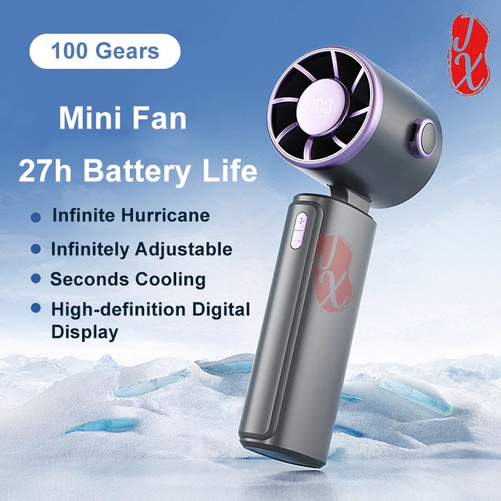 JX Mini Fan Portable Handheld 100-wind-speeds 6000mAh Battery Foldable ...