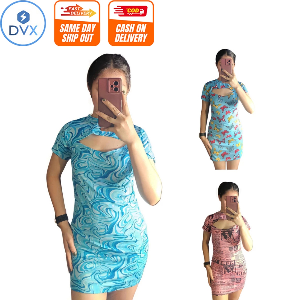 COD DVX #7947 Cut Out Dress Short Sleeves Bodycon Casual Bestida ...