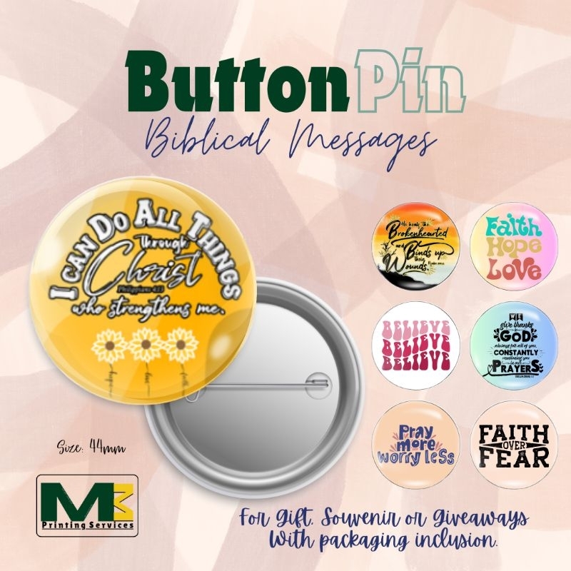 Bible Verses Bible Quotes BUTTON PIN 44mm | Shopee Philippines