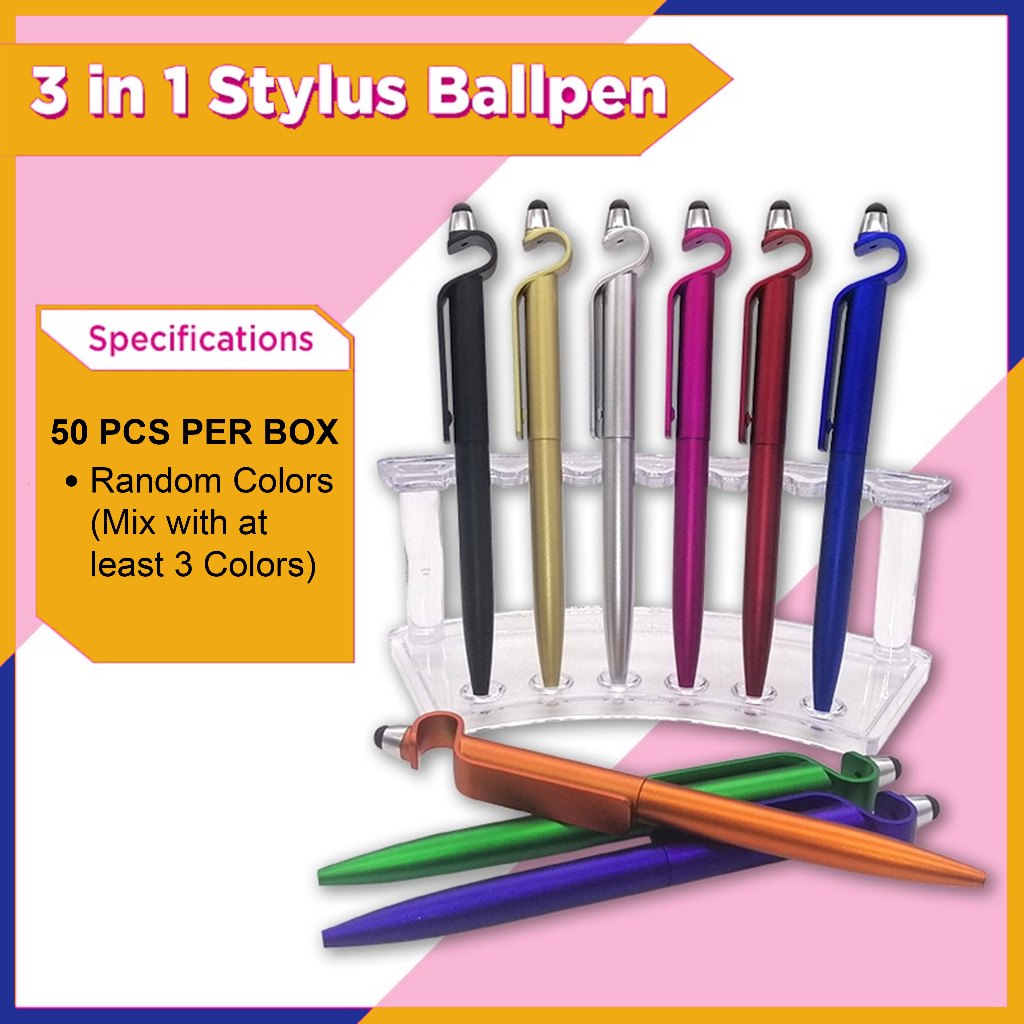 PROMO [50 PCS] 3-In-1 Multi-Function Stylus Ballpen Touch Screen Stationary School Supplies ...