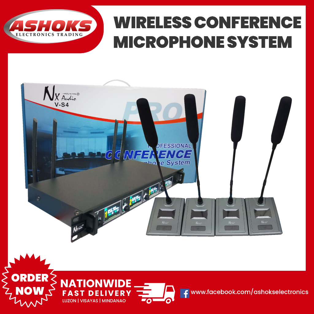NX Audio V-S4 Wireless Conference Microphone system/4pcs of conference ...