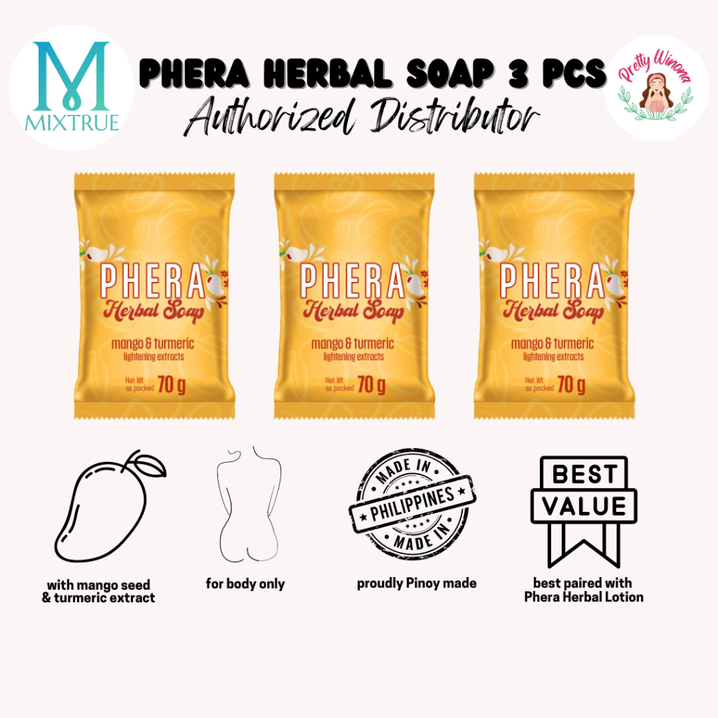 Mixtrue Beauty Phera Herbal Soap (3pcs) Mango & Whitening | Shopee ...