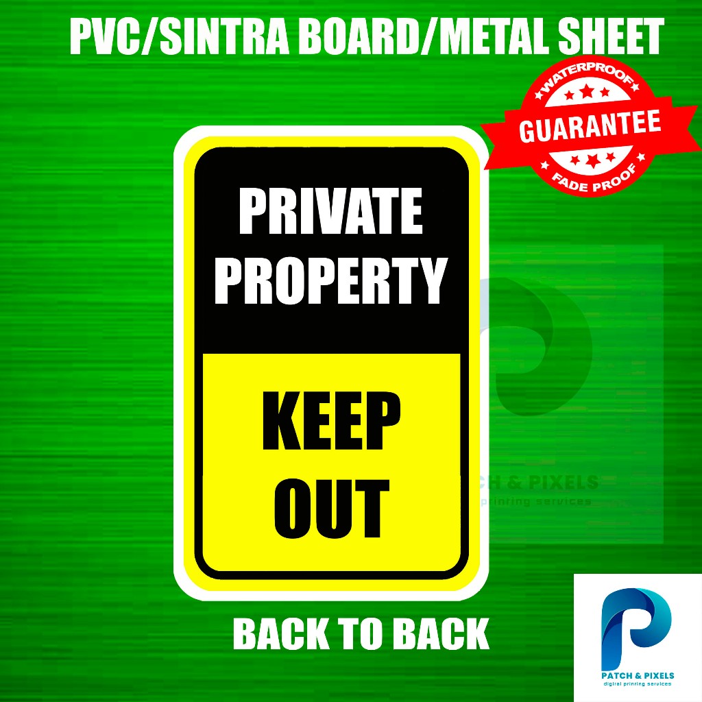 Patch and Pixels Private Property Signage PVC/Sticker/Metal | Shopee ...