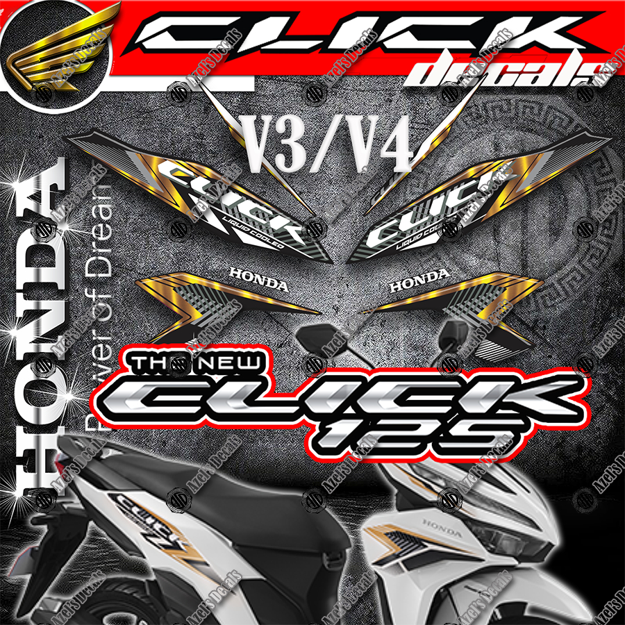 HONDA CLICK 125 V3/V4 STOCK DECALS STICKER FOR MOTORCYCLE PARTS AND ...