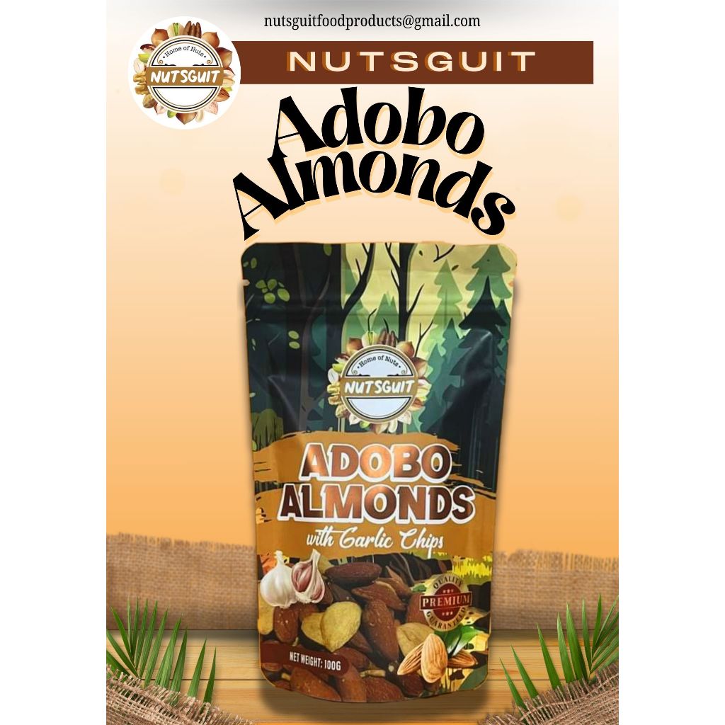 Adobo Almonds with garlic chips 100g | Shopee Philippines