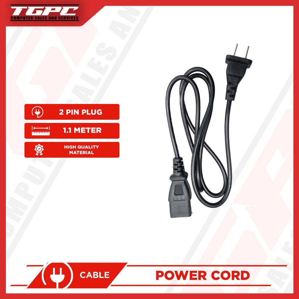 2 Pin Power Cord Power Cable for pc computer 1 Meter | Shopee Philippines