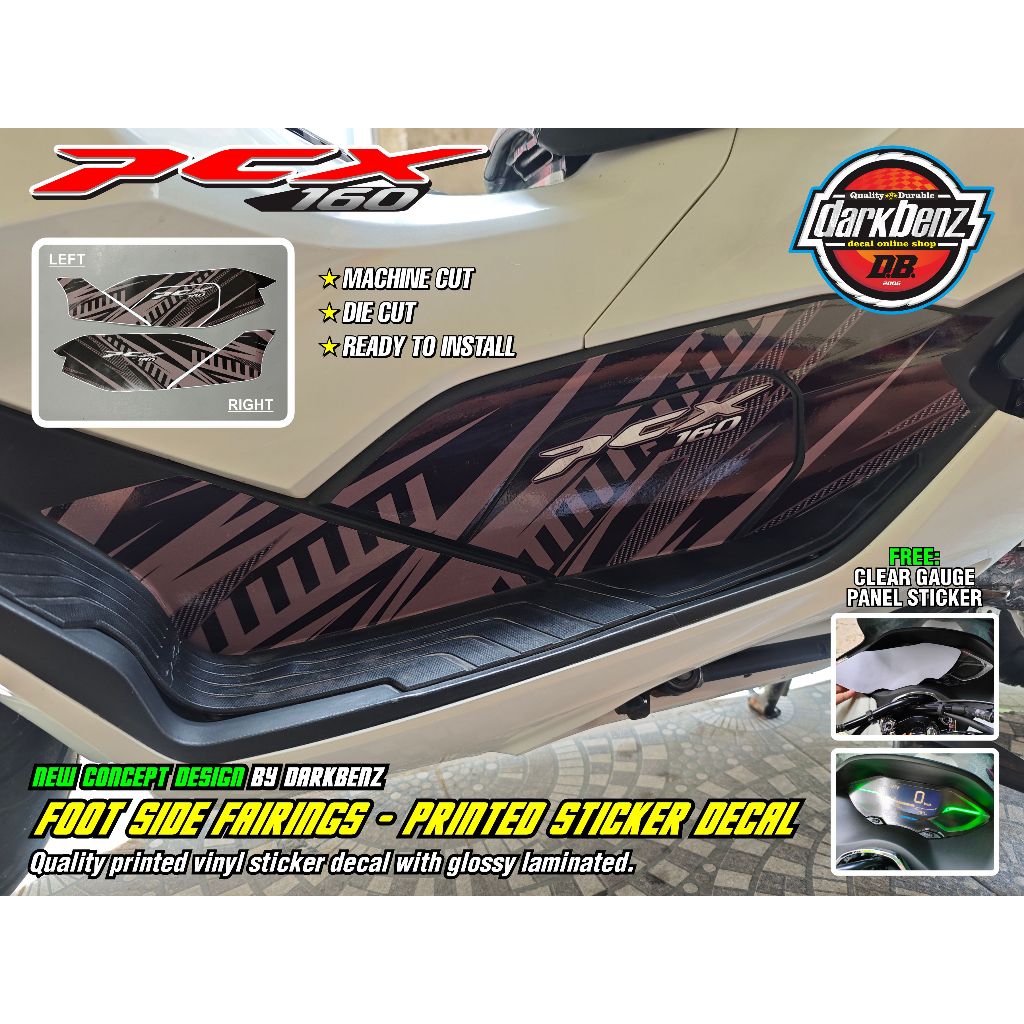 Honda PCX 160 Foot Side Printed Decals with Free Gauge Clear Sticker ...