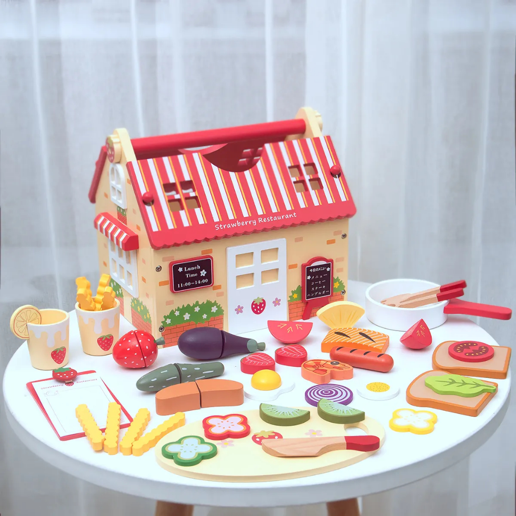 JIVE Wooden Restaurant Cafe Sandwich Fruits Food Cutting Pretend Play ...