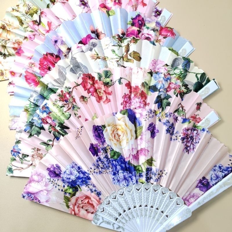 Legant Floral design plastic folding fan handheld cool summer | Shopee ...