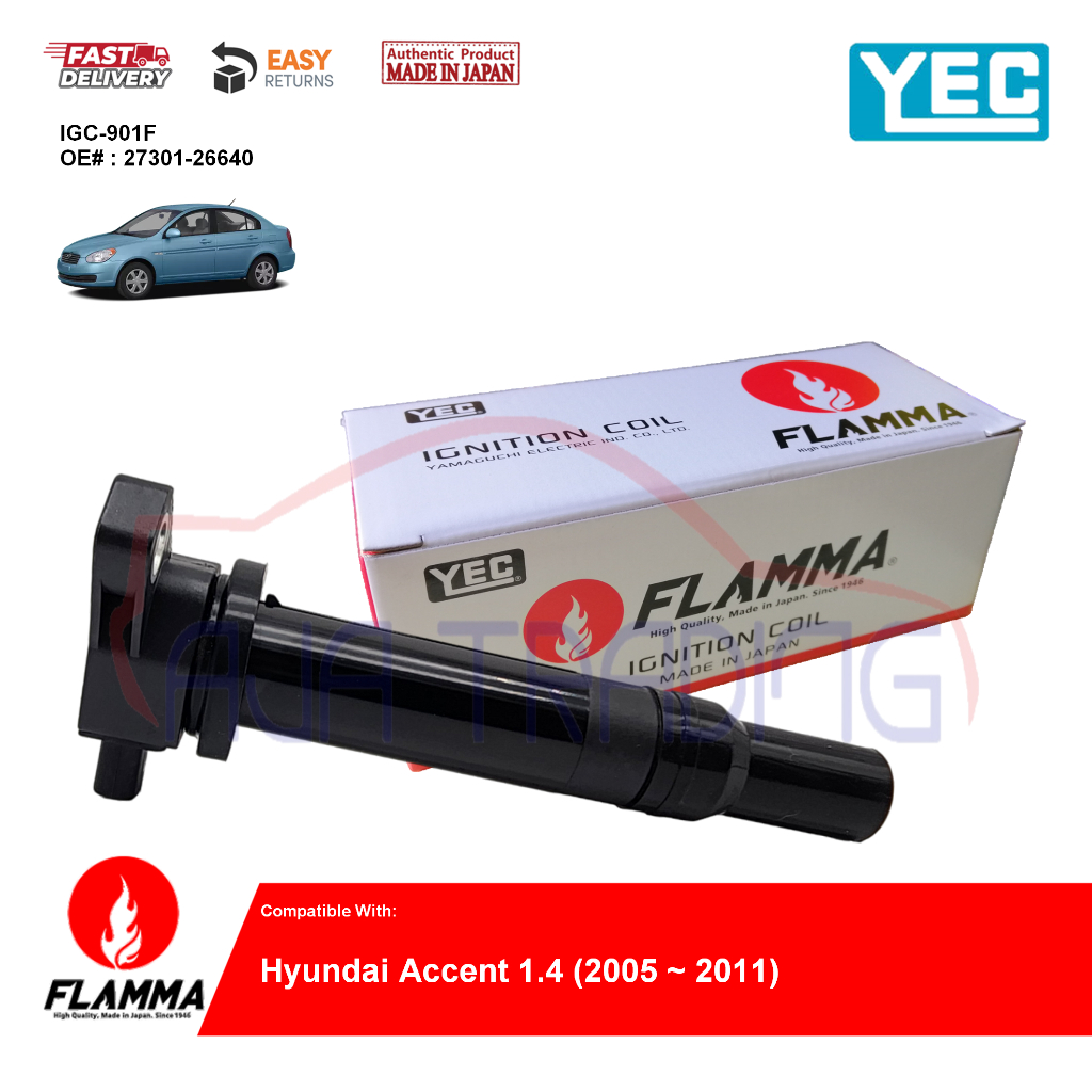 YEC FLAMMA Ignition Coil IGC-901F Hyundai Accent 1.4 (2005 - 2011 ...
