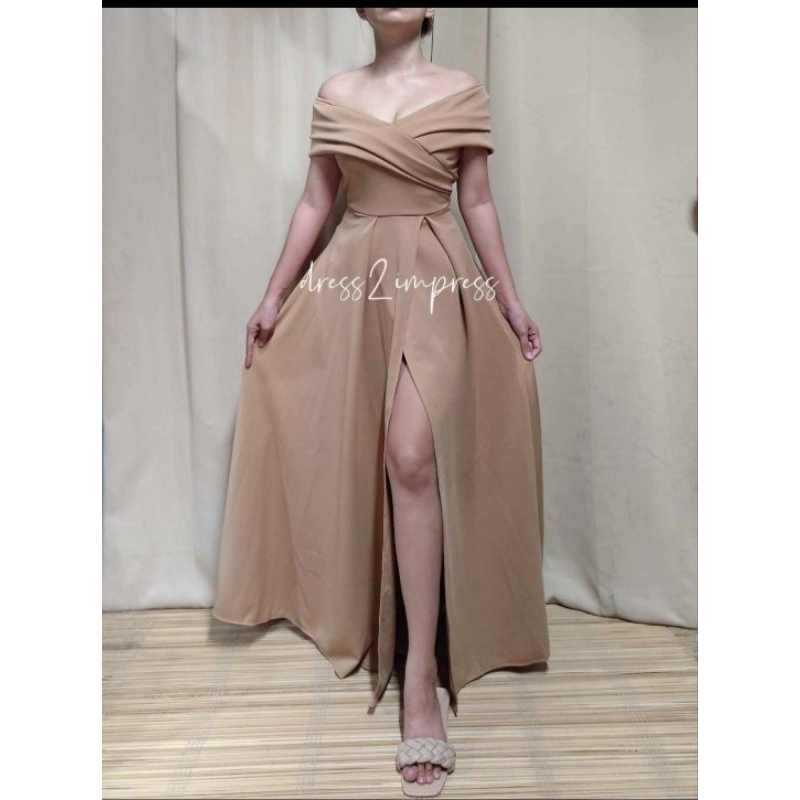 mocha chocolate coffee brown long dress gown | Shopee Philippines